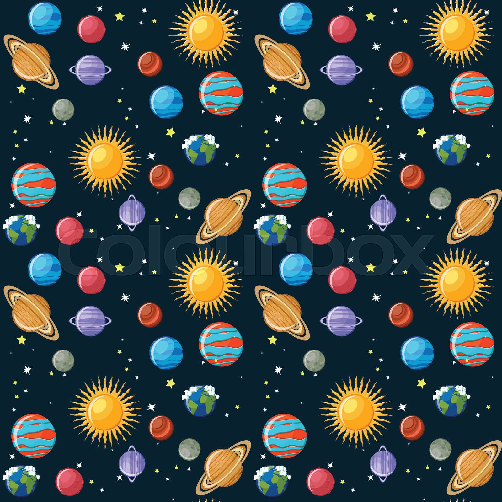 Planets seamless pattern. | Stock vector | Colourbox