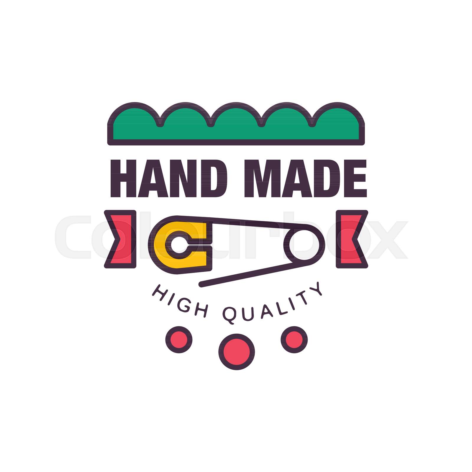 Handmade high quality logo template, retro needlework craft badge ...