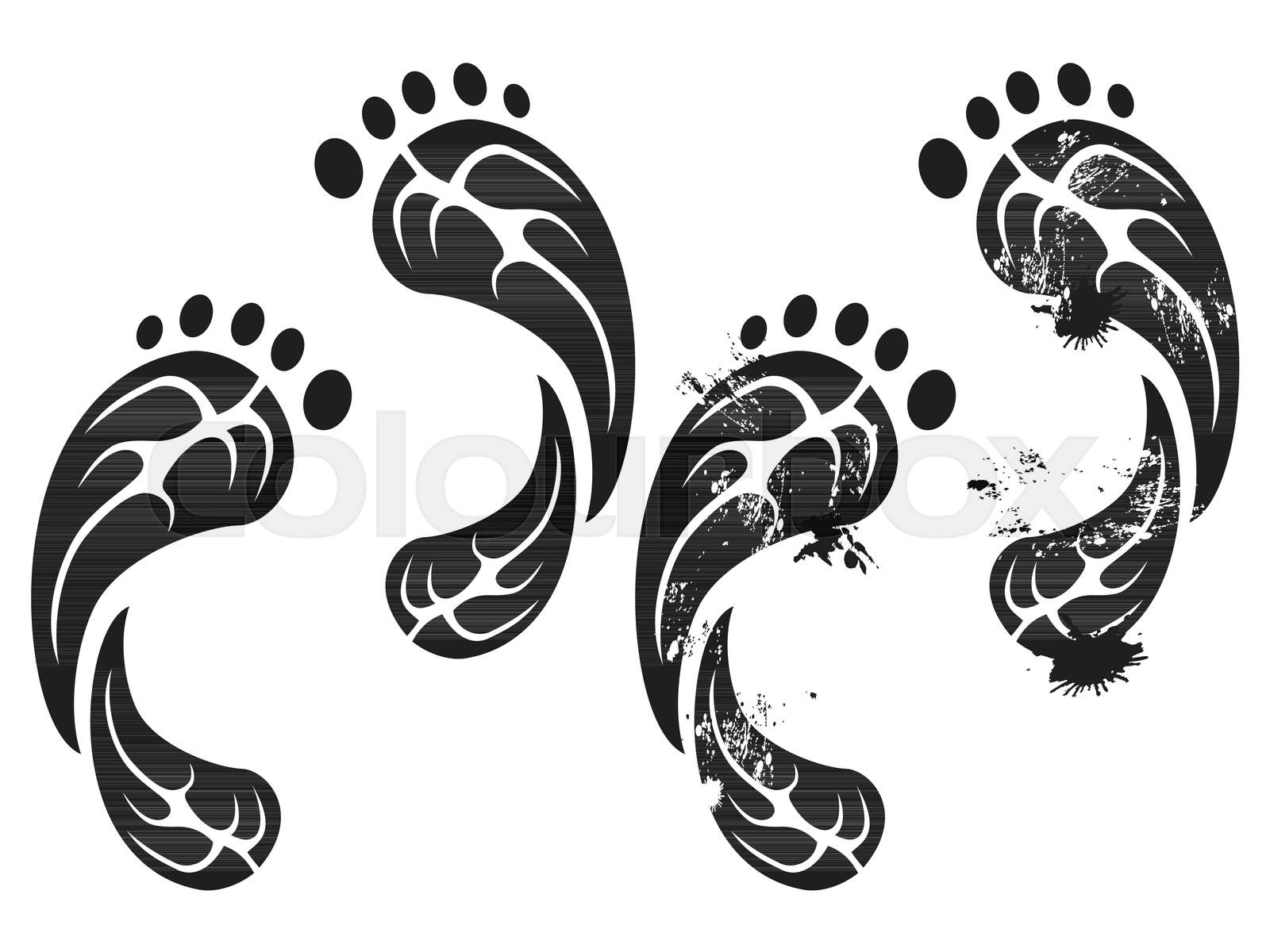 black grunge carbon eco footprints | Stock vector | Colourbox