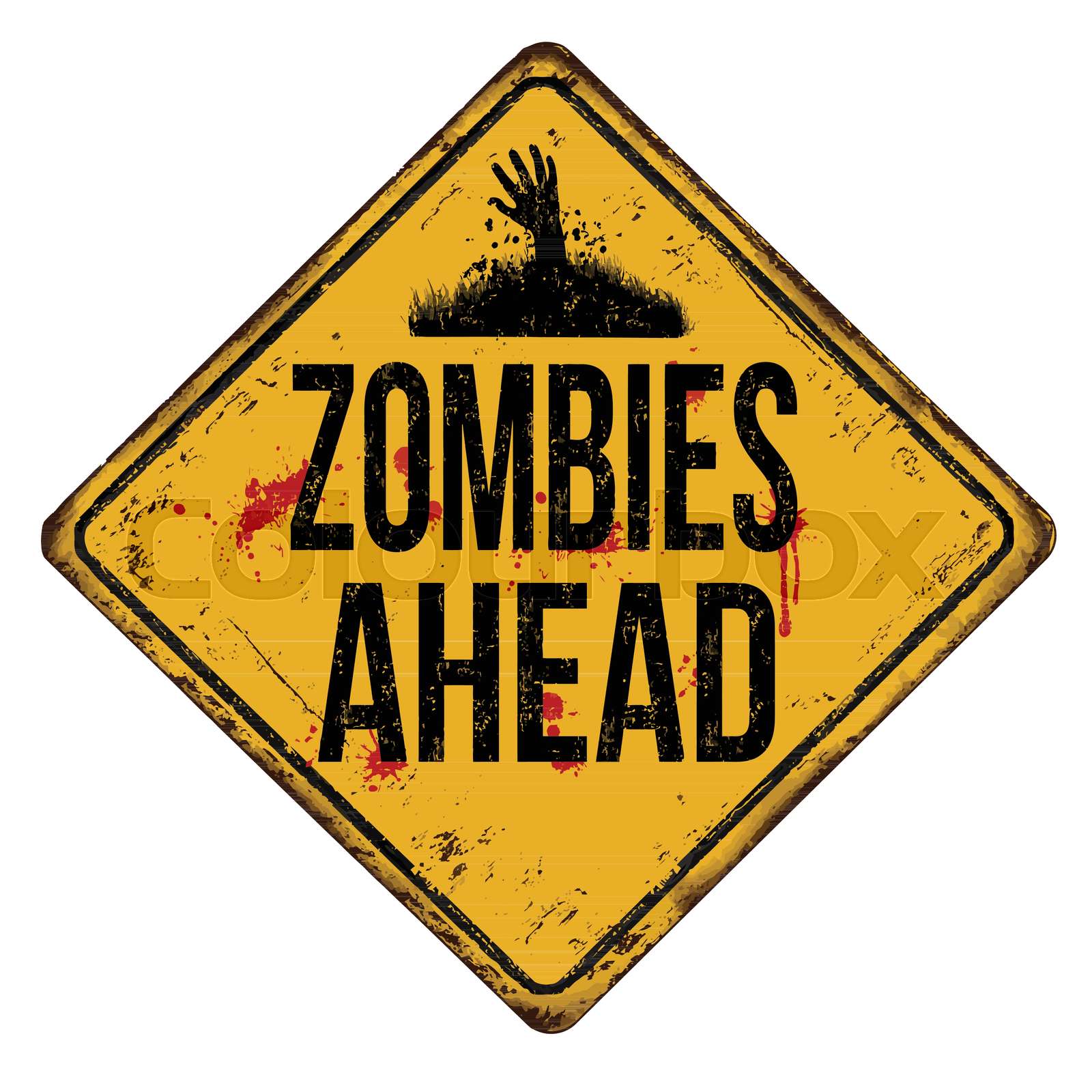 Zombies ahead vintage rusty metal sign | Stock vector | Colourbox