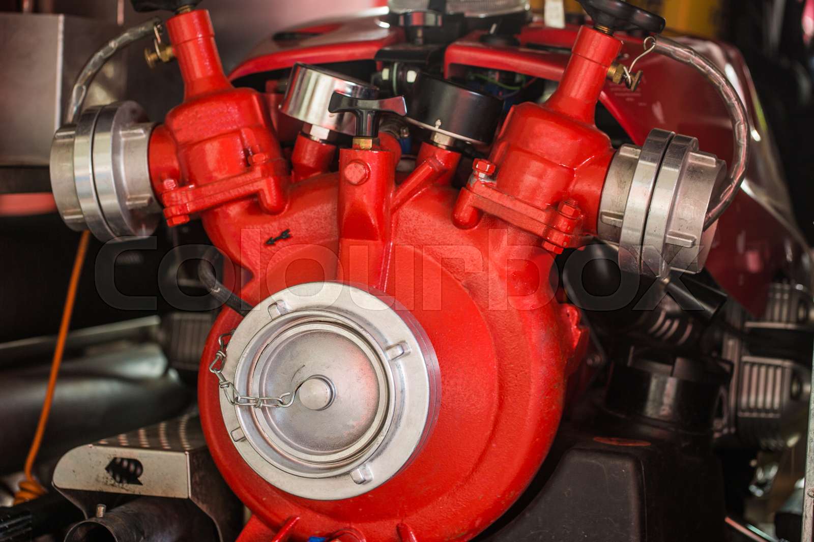 Inside of a fire truck | Stock image | Colourbox
