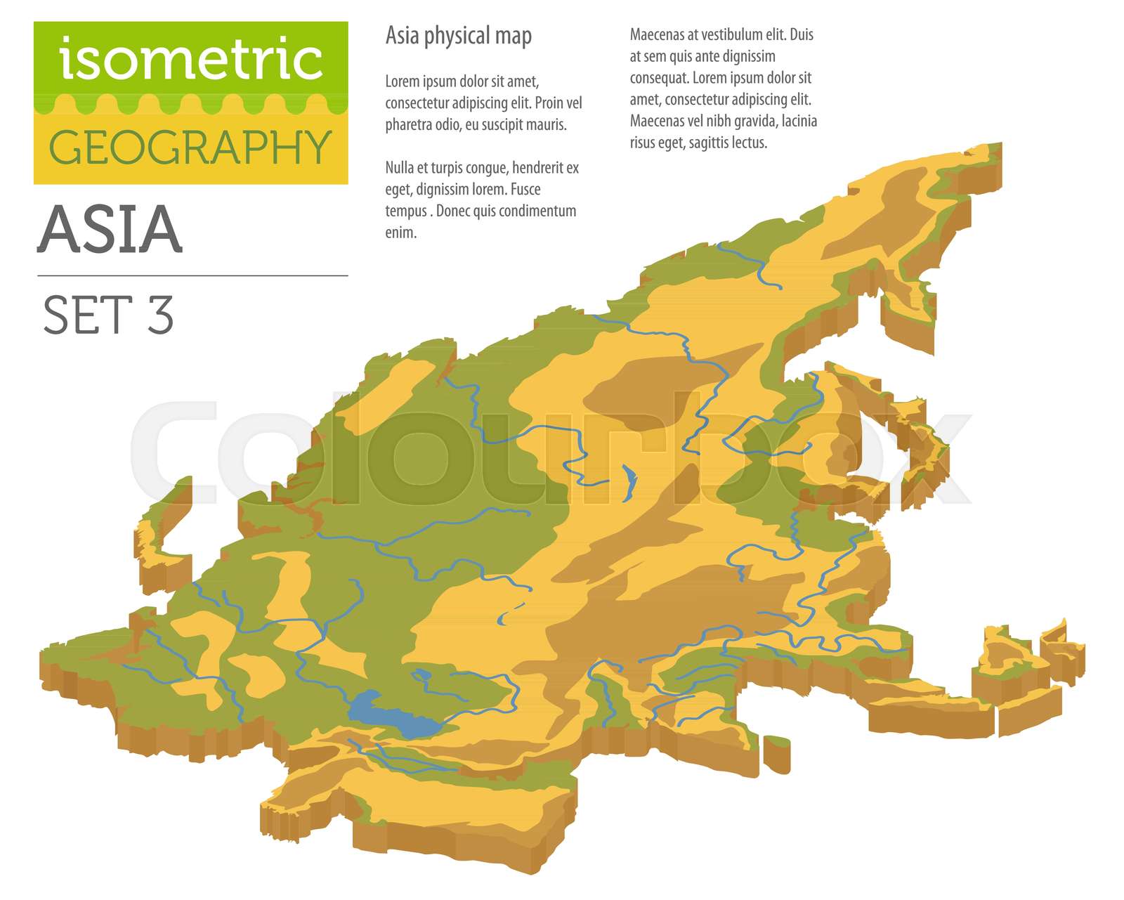 Isometric 3d Asia physical map constructor elements isolated on white ...