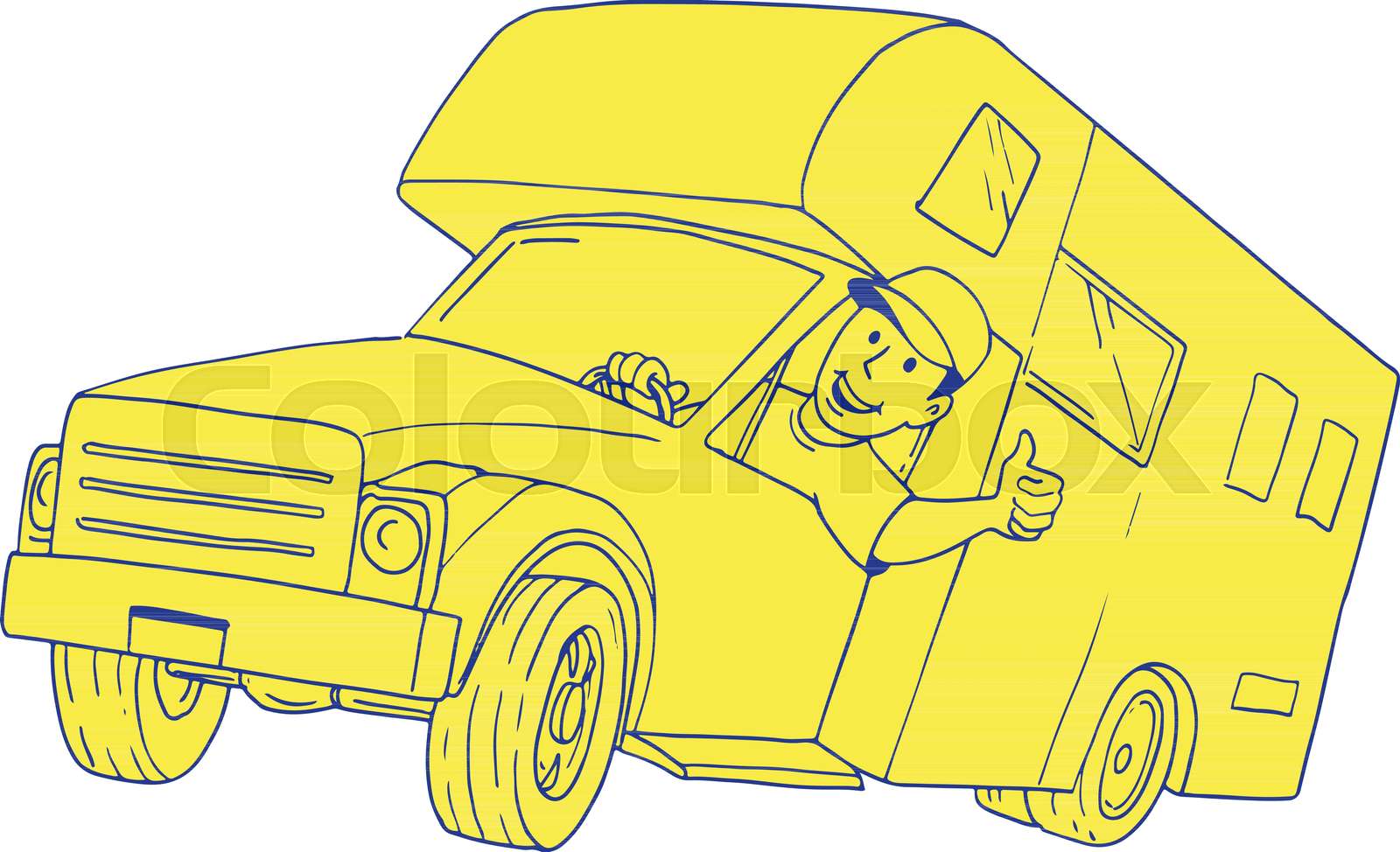 Driver Thumbs Up Camper Van Cartoon | Stock vector | Colourbox