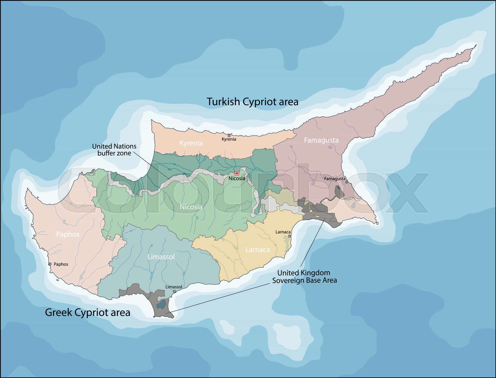 chipre, mapa, europa | Vector de archivo | Colourbox