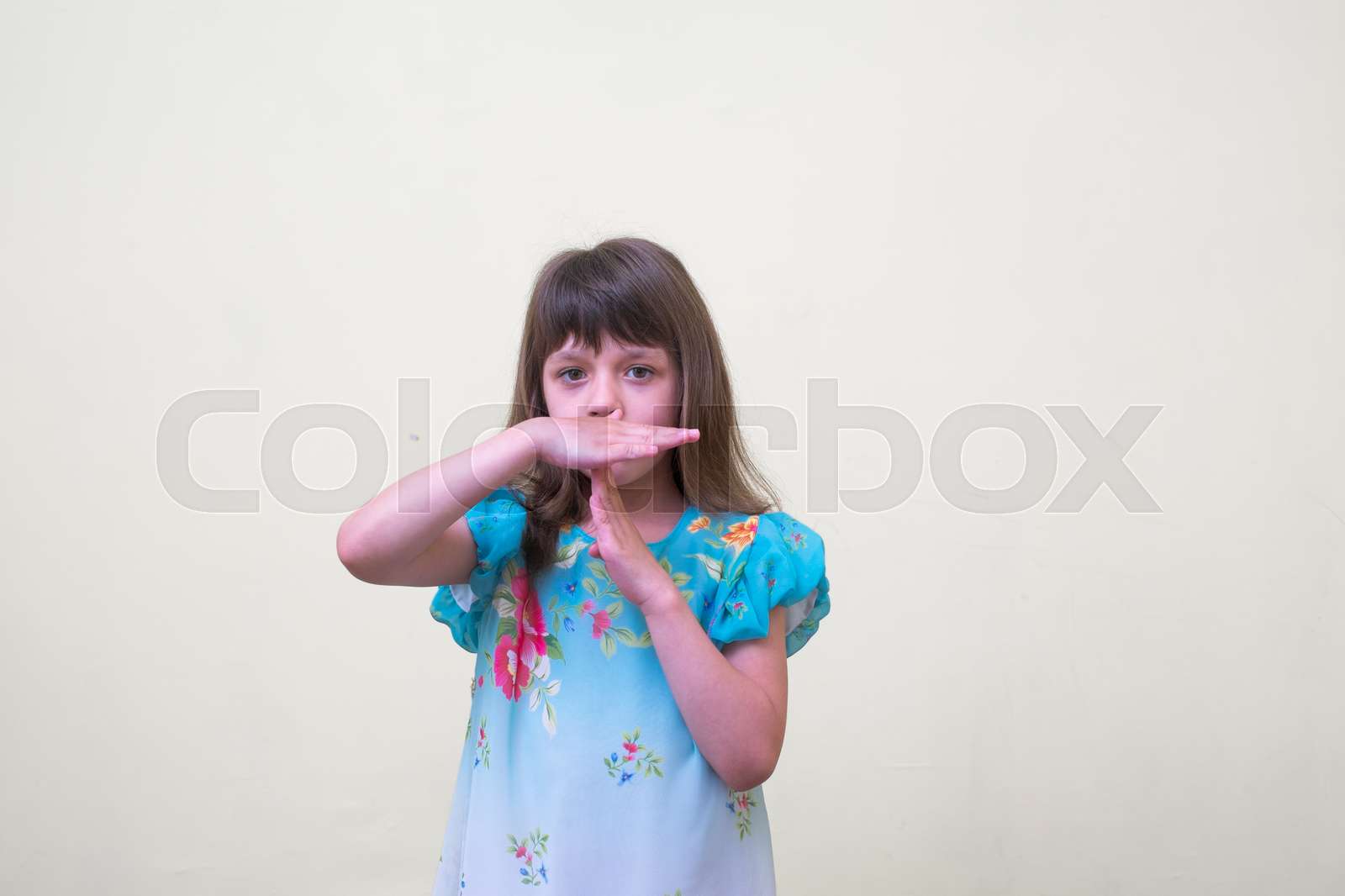 Girl child hands stop timeout | Stock image | Colourbox