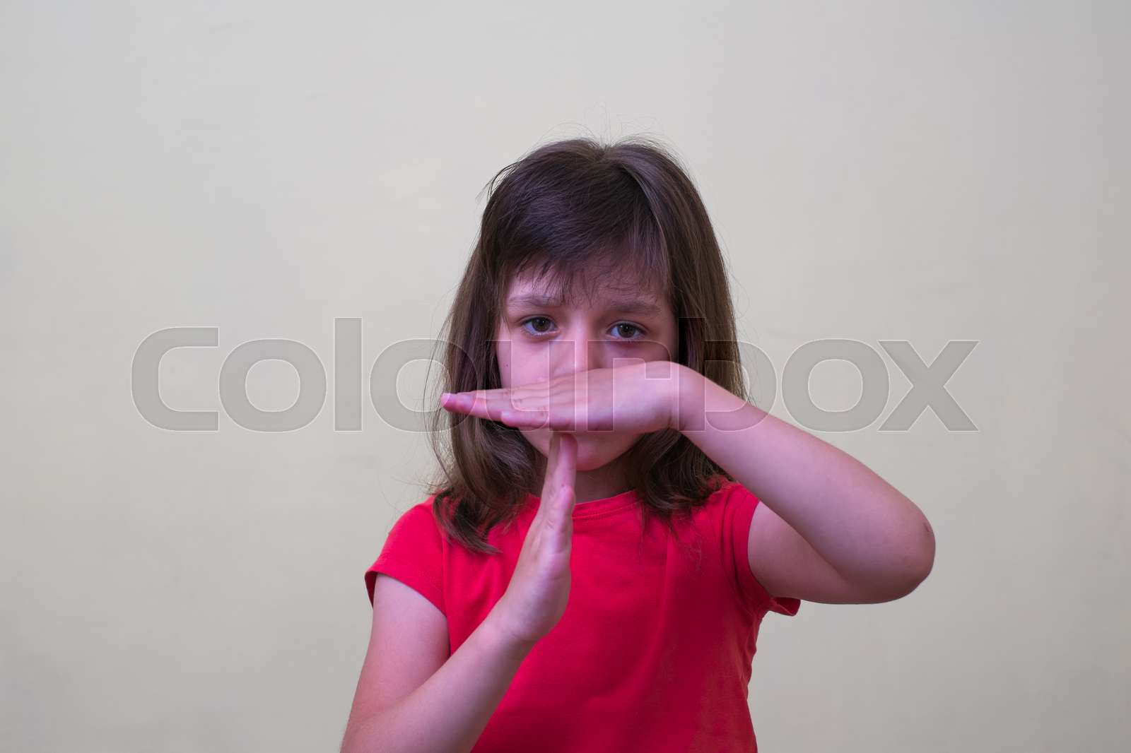 Girl child hands stop timeout | Stock image | Colourbox