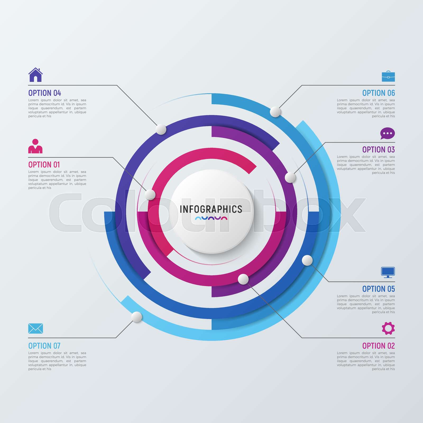 Vector circle chart infographic template for data visualization. 7 ...