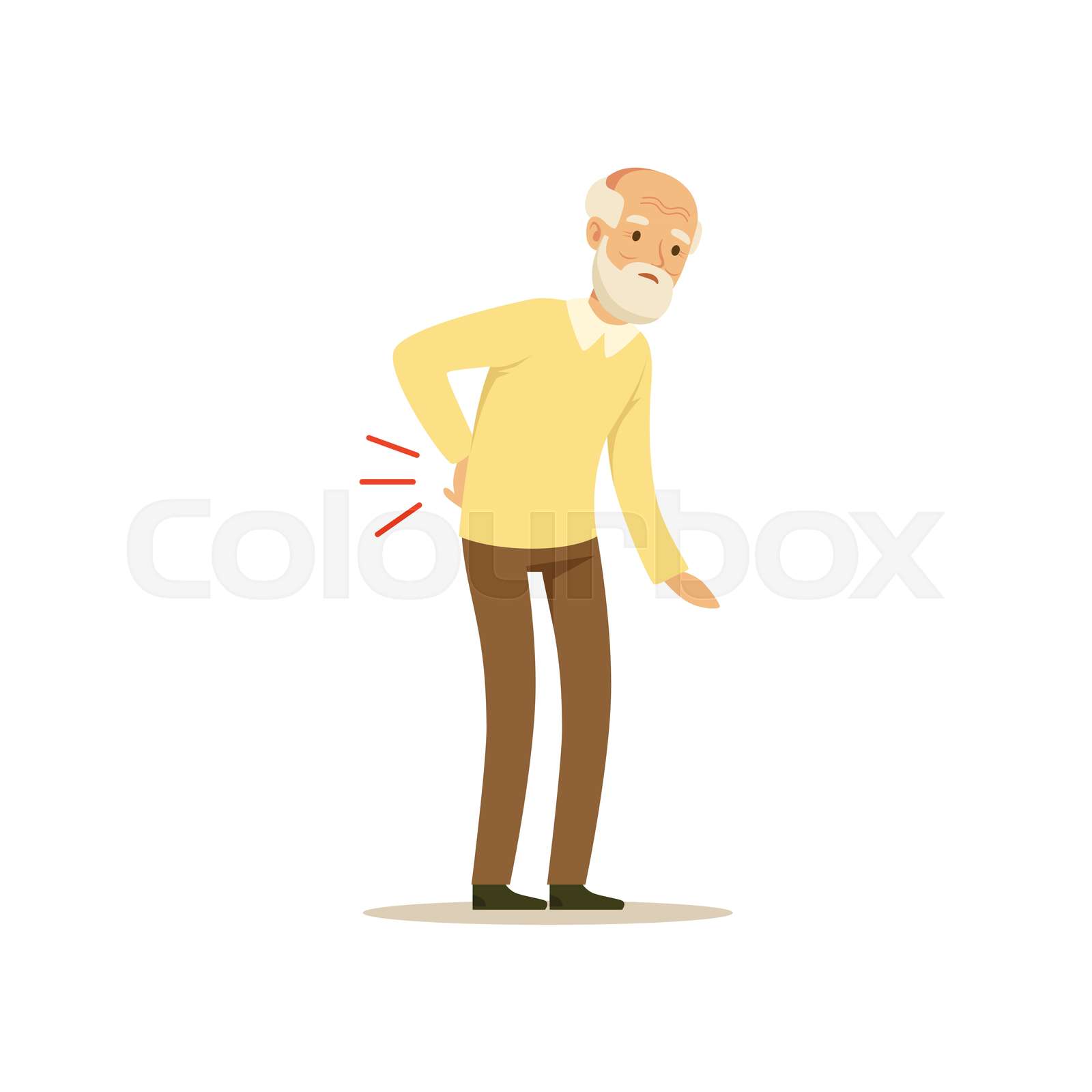 Male Character Old Bad back Colourful vector Toon Cute Illustration ...