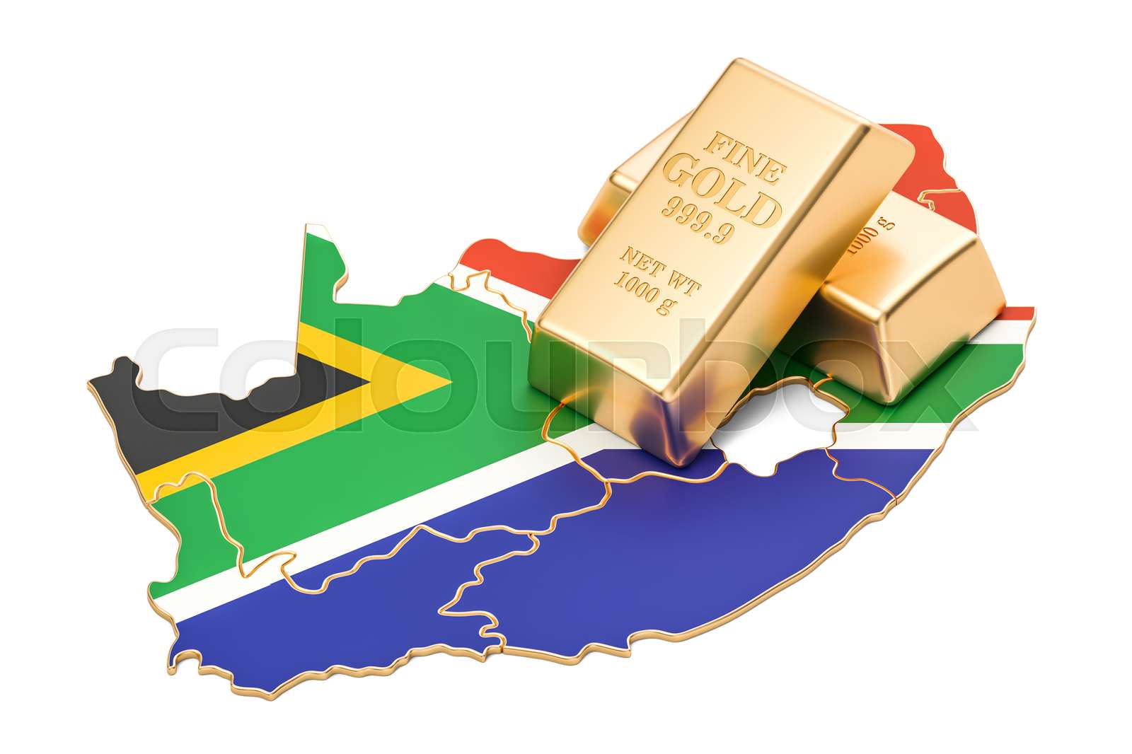 Golden reserves of South Africa concept, 3D rendering | Stock image ...