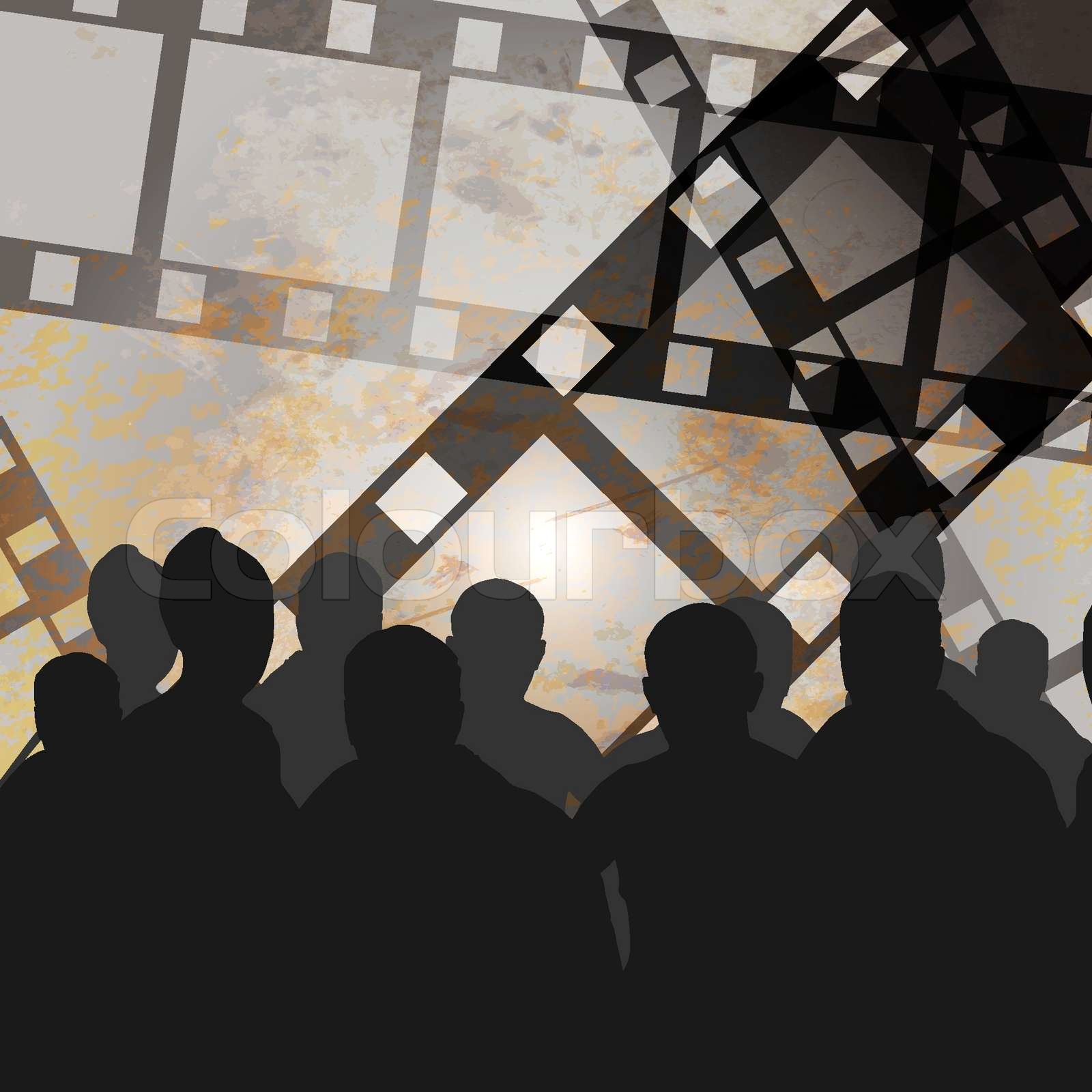 People watching the film in a cinema | Stock vector | Colourbox