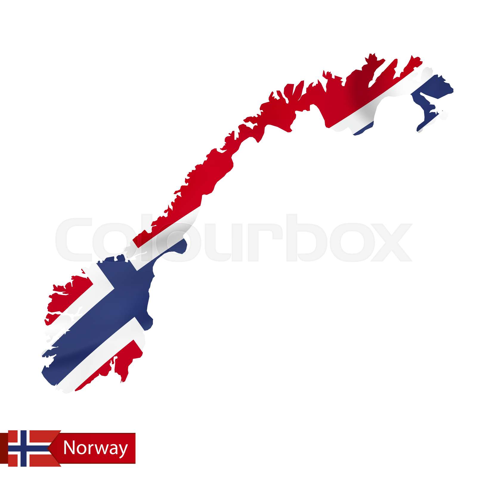 Norway map with waving flag of Norway. | Stock vector | Colourbox
