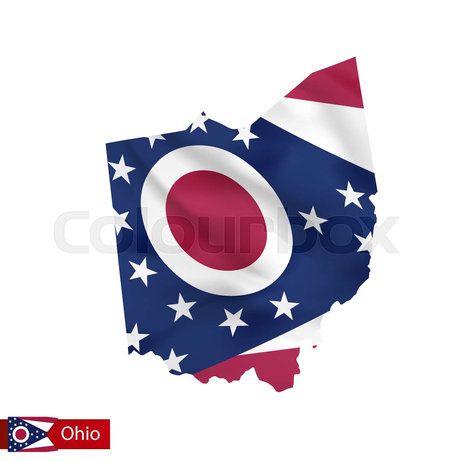 Ohio state map with waving flag of US State. | Stock vector | Colourbox
