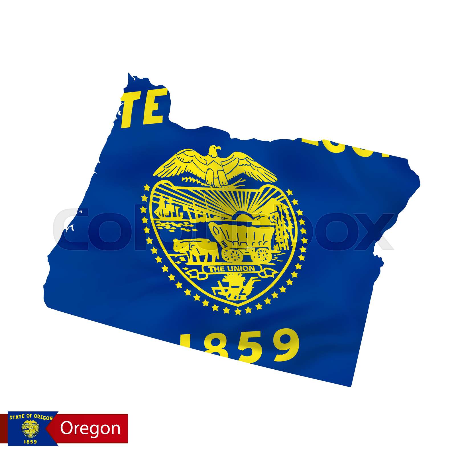 Oregon state map with waving flag of US State. | Stock vector | Colourbox