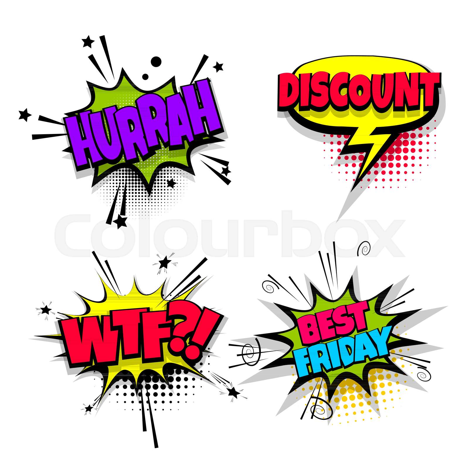 Pop art phrase comic text set | Stock vector | Colourbox