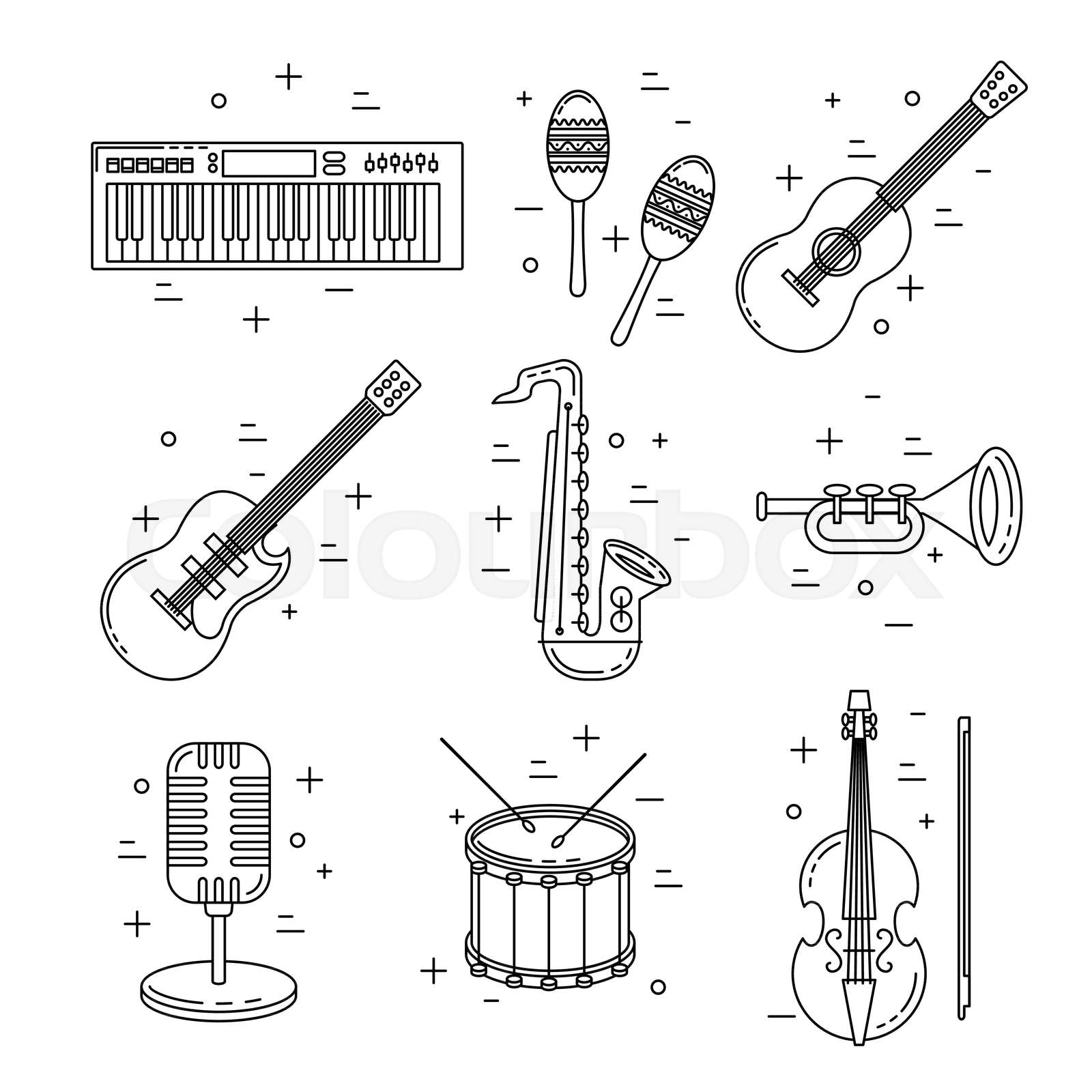 Music icons, line art set, instrument vector design | Stock vector ...