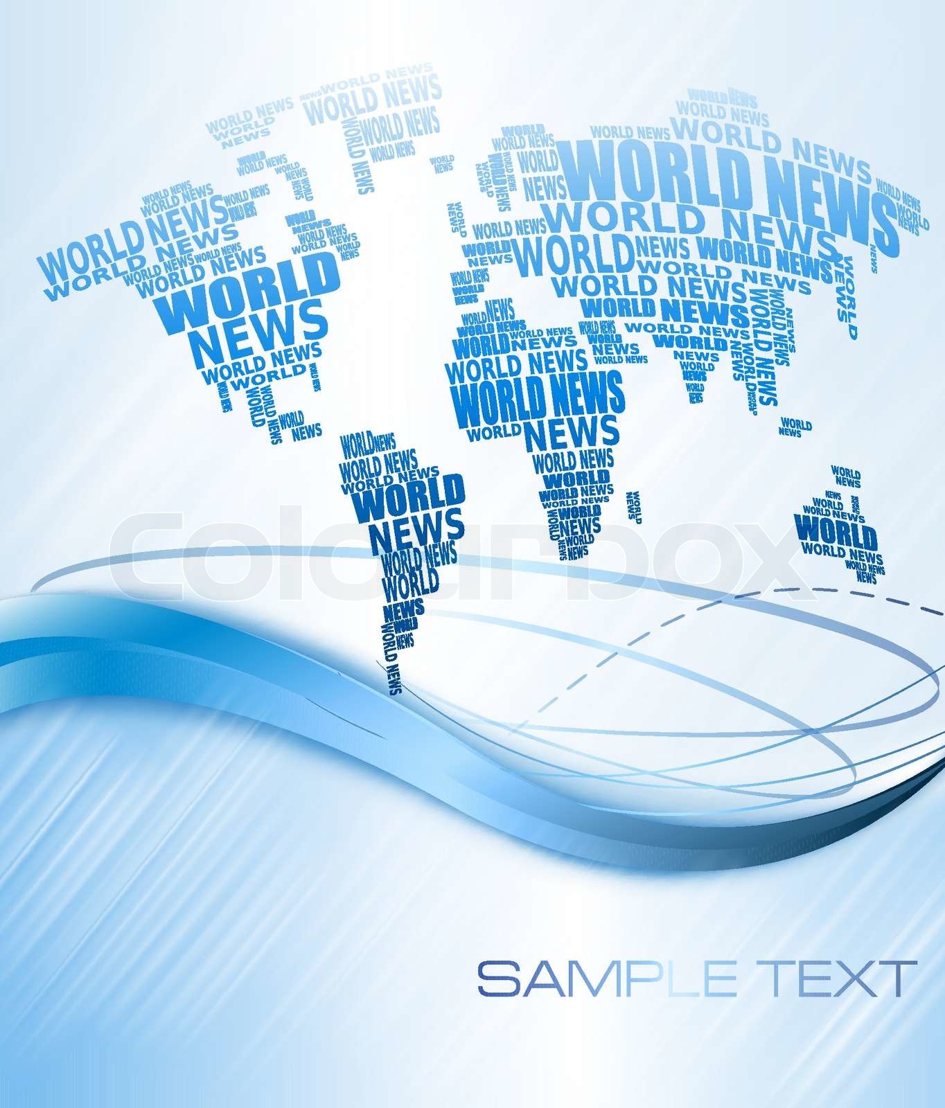 World news concept. Abstract world map made from World news words ...