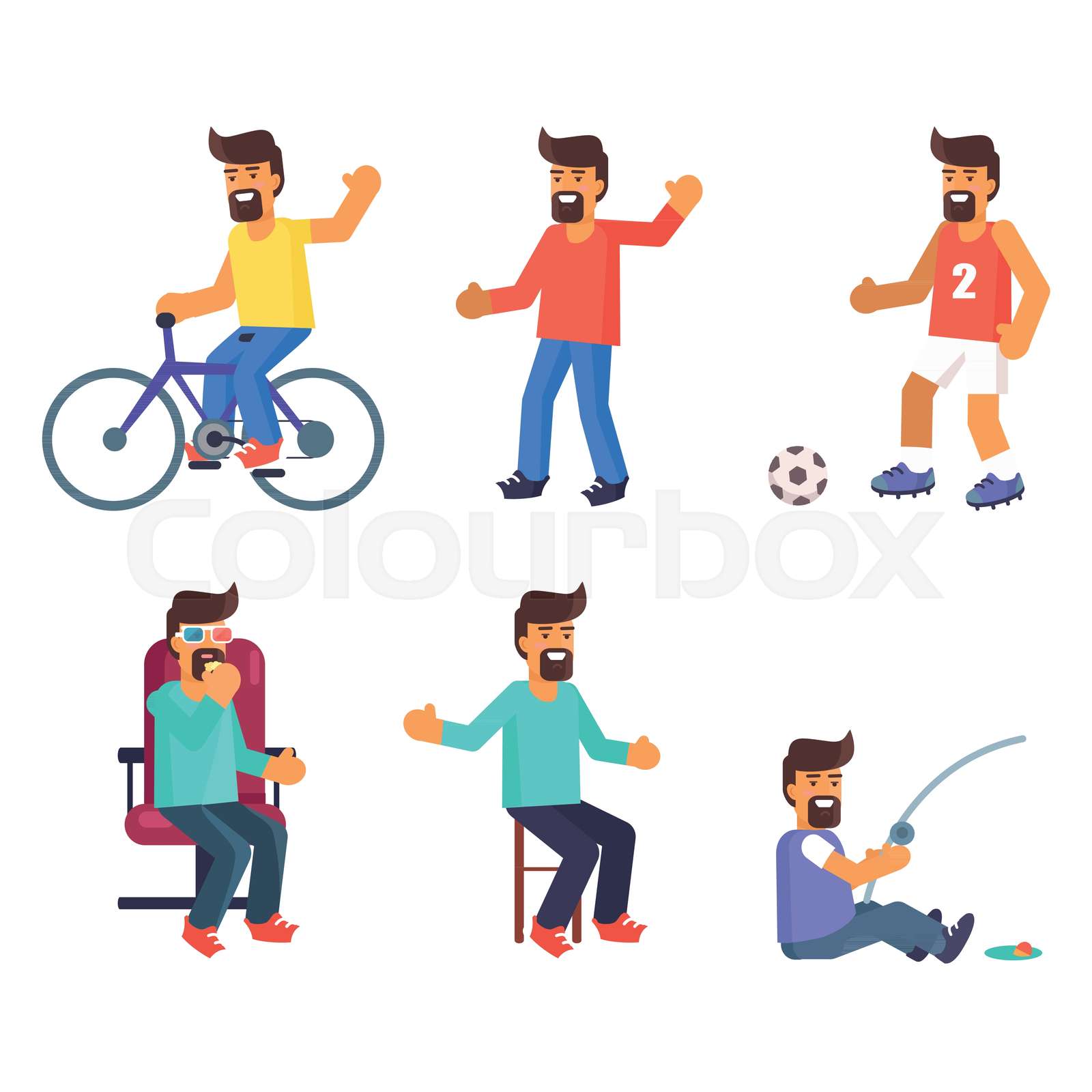 Cheerful Man Lives Active Life Vector Illustration | Stock vector ...