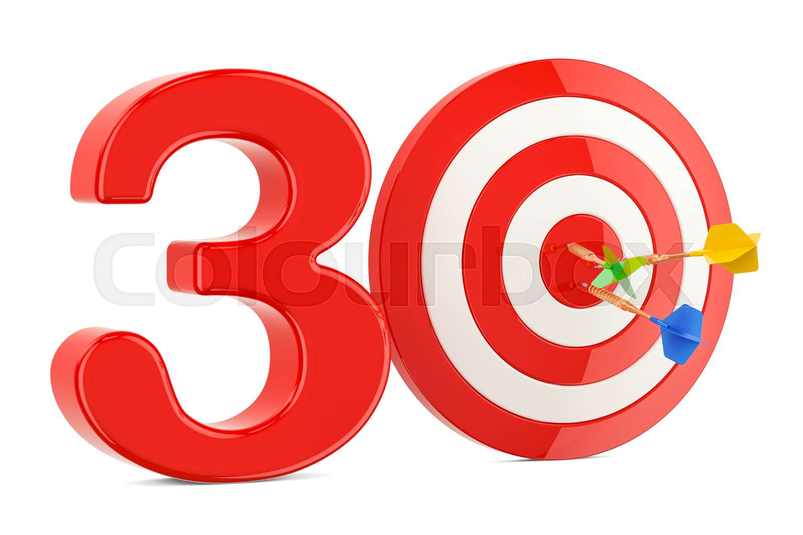 Target 30, success and achievement concept. 3D rendering | Stock image ...
