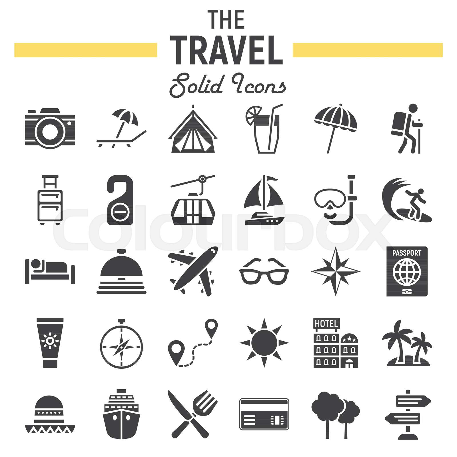 Travel solid icon set, tourism symbols collection | Stock-Vektor ...