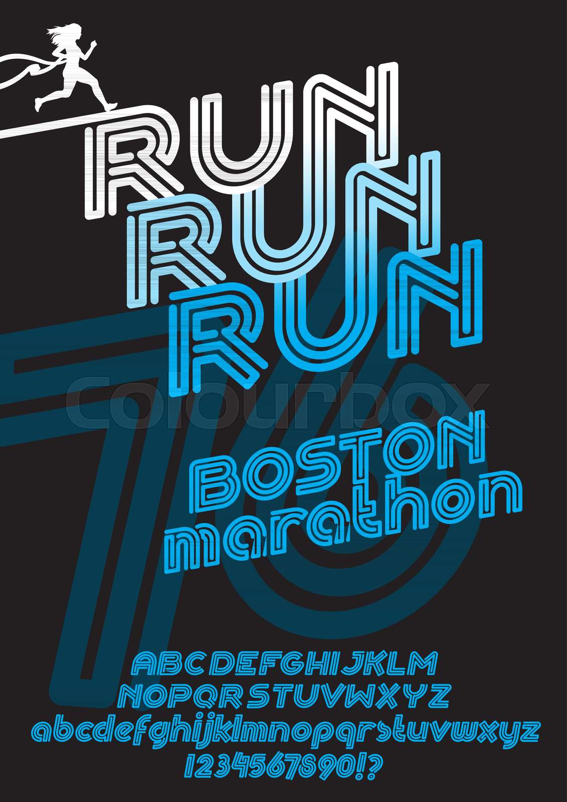 Boston marathon run font | Stock vector | Colourbox