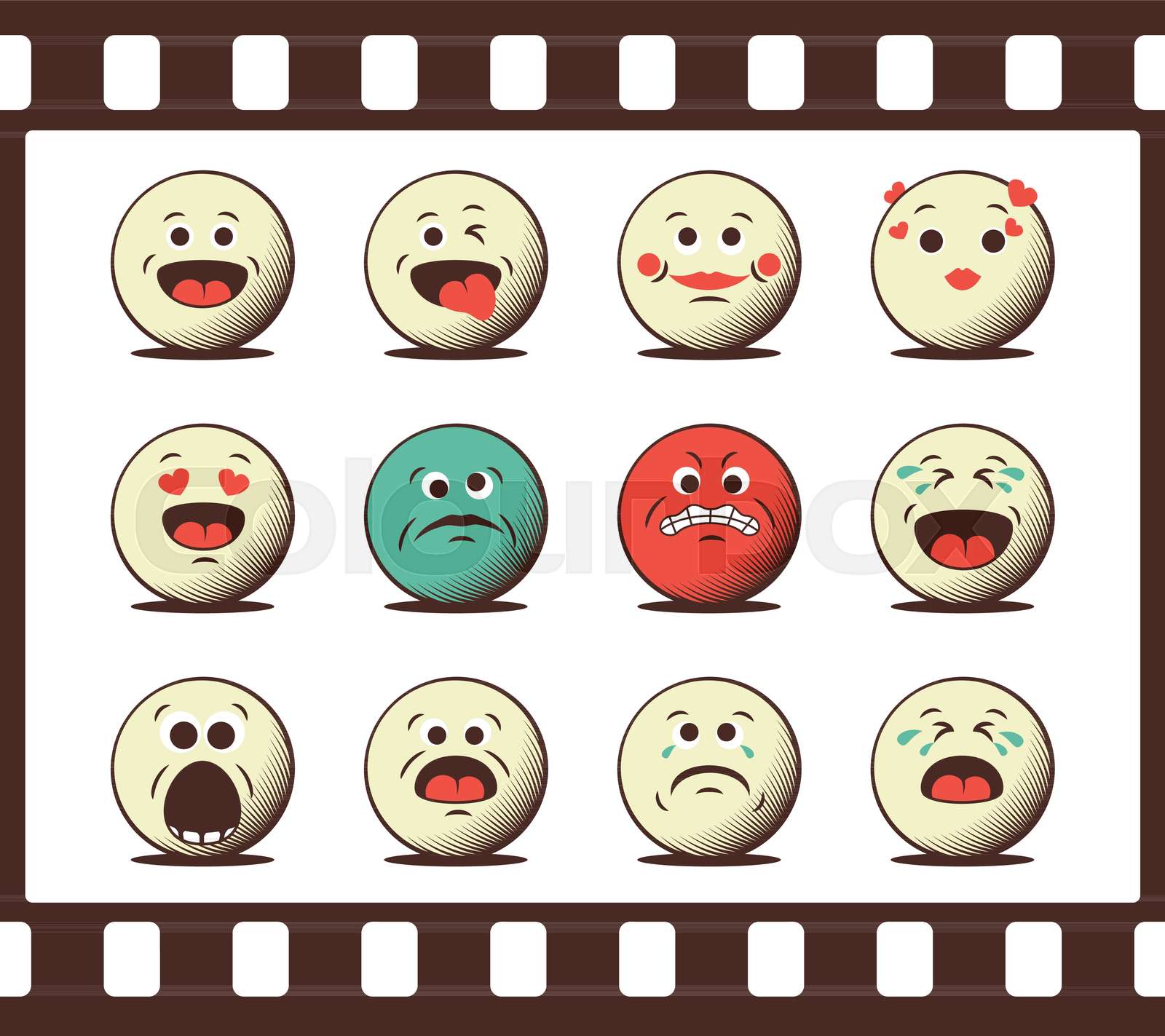 Set of retro emoji emoticons | Stock vector | Colourbox