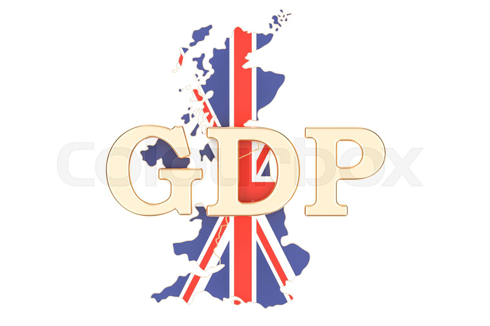 gross domestic product GDP of United Kingdom concept, 3D rendering ...