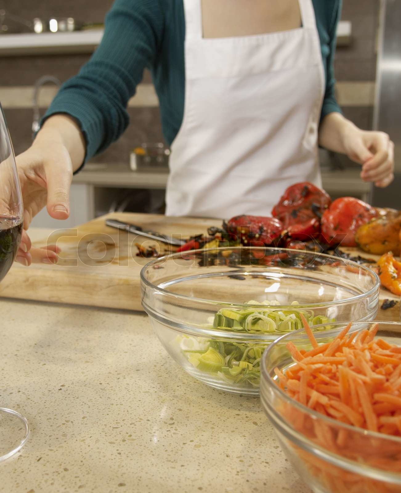 female chopping food ingredients | Stock image | Colourbox