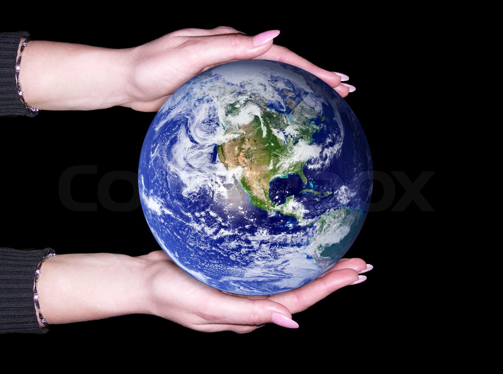 Hände halten eine glühende Erde | Stock Bild | Colourbox