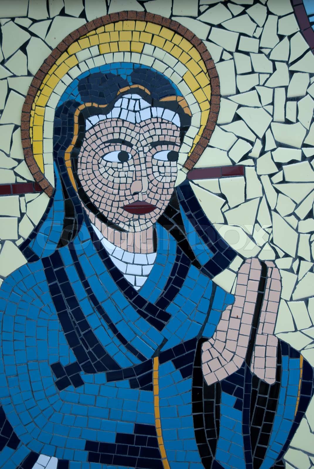Virgin Mary Mosaic made of glazed ceramic tiles | Stock image | Colourbox