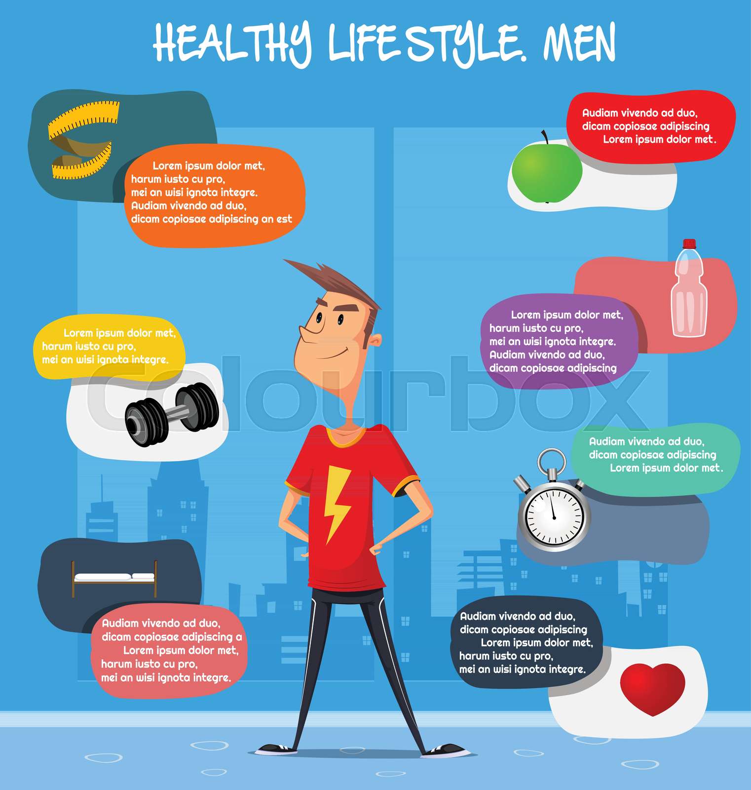 Healthy lifestyle infographic for men | Stock vector | Colourbox