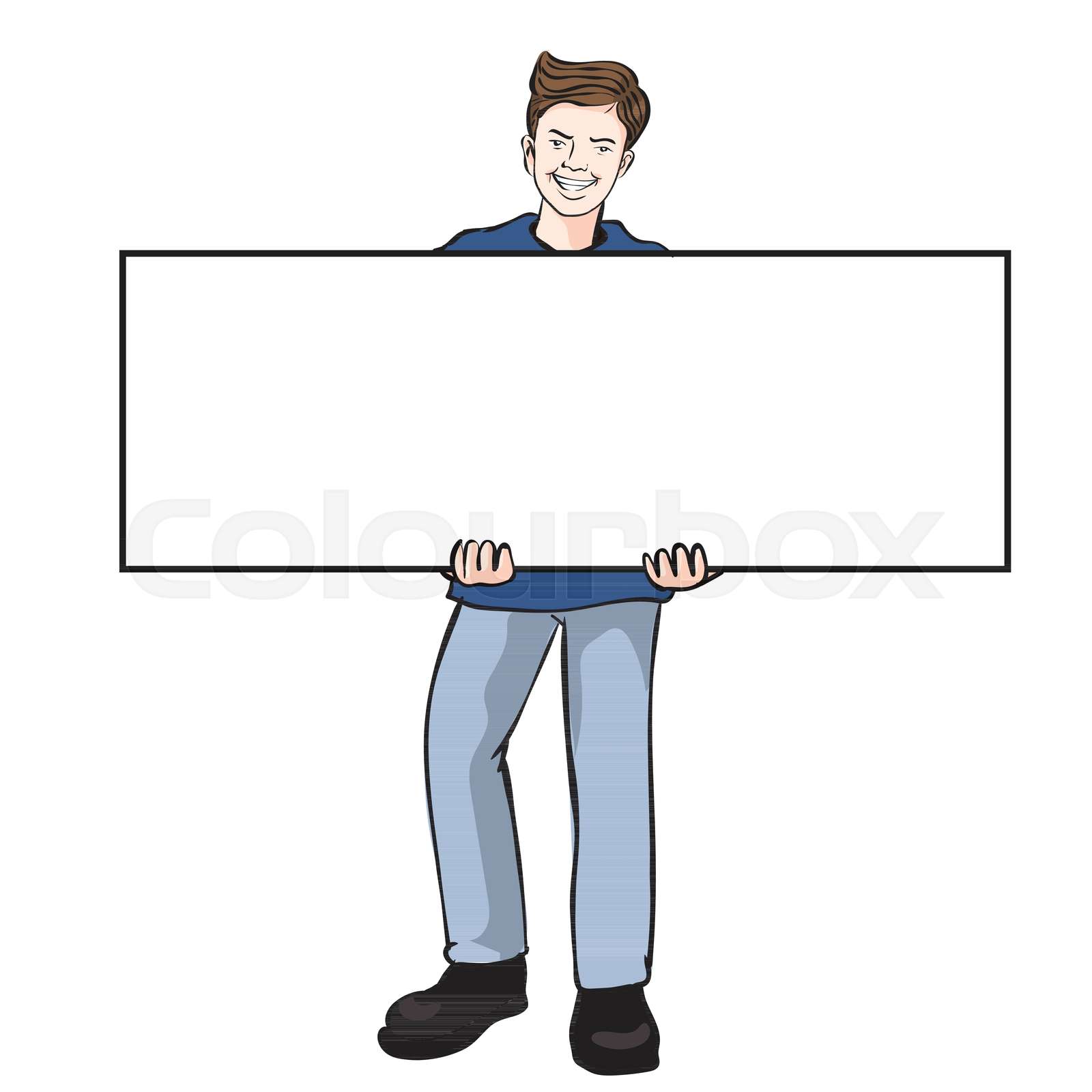 Man holding blank board - Vector Illustration | Stock vector | Colourbox