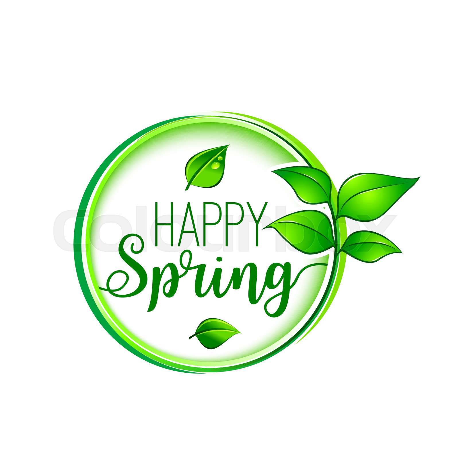 Green leaf happy spring blooming vector icon | Stock vector | Colourbox