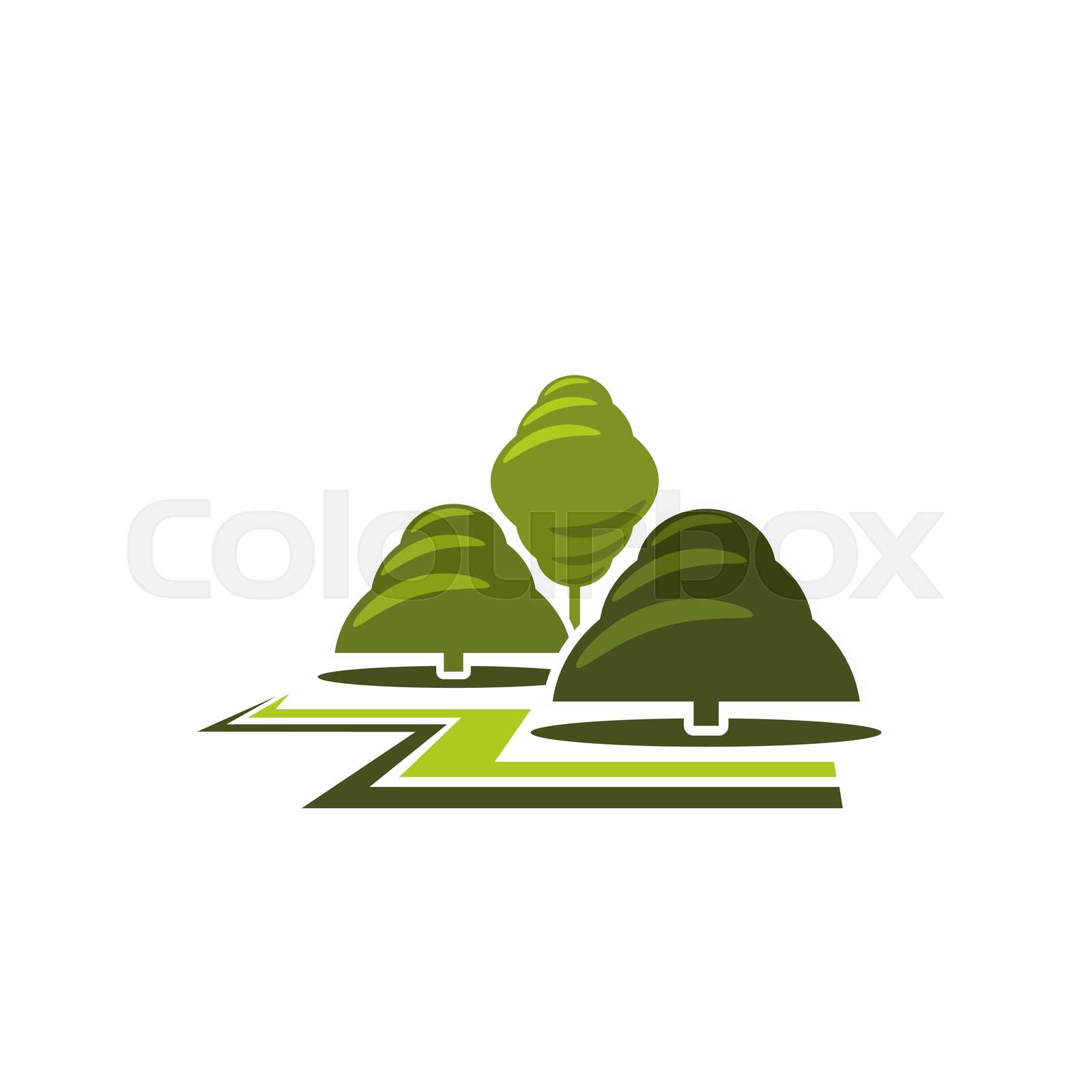 Green tree park landscape gardening vector icon | Stock vector | Colourbox