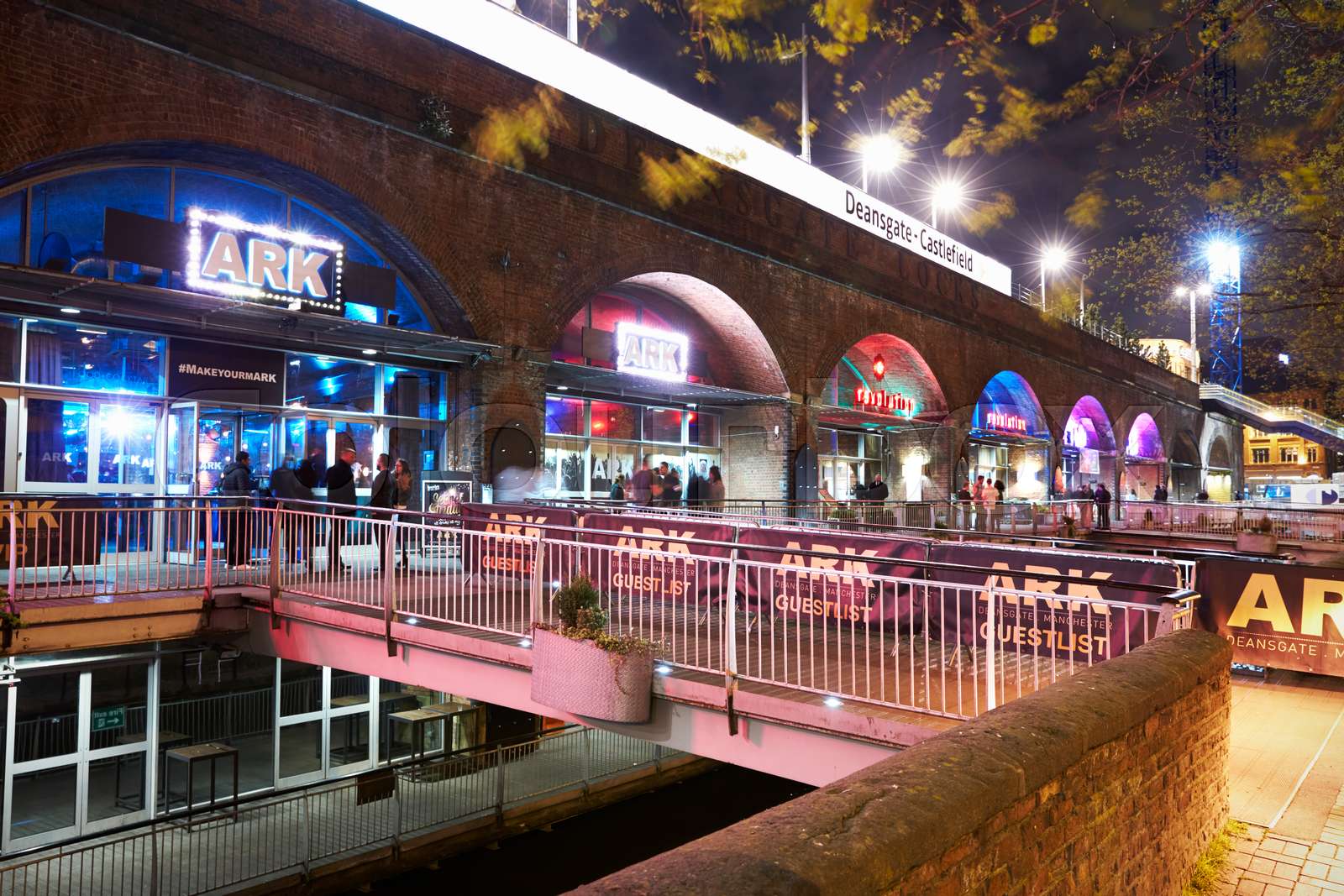 Manchester, UK - 4 May 2017: Bars In Manchester's Deansgate At Night ...