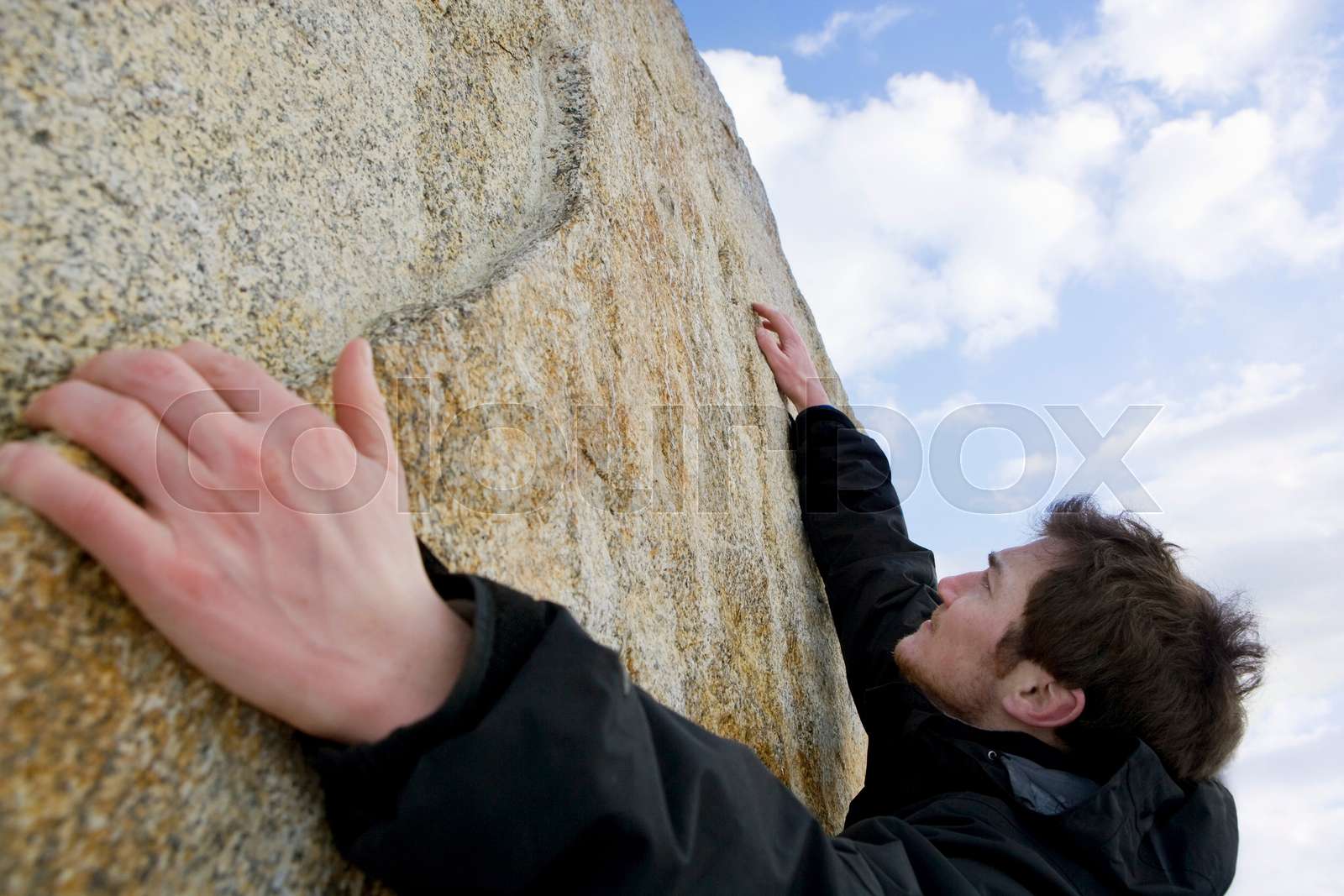 climber free climbing boulder | Stock image | Colourbox