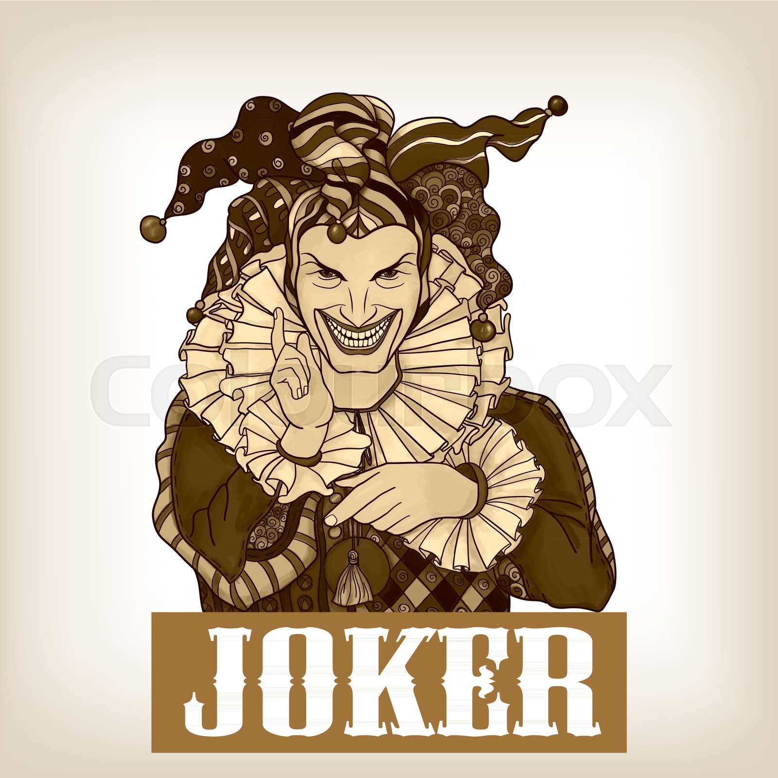 Joker playing card design. Men in joker costume. | Stock vector | Colourbox