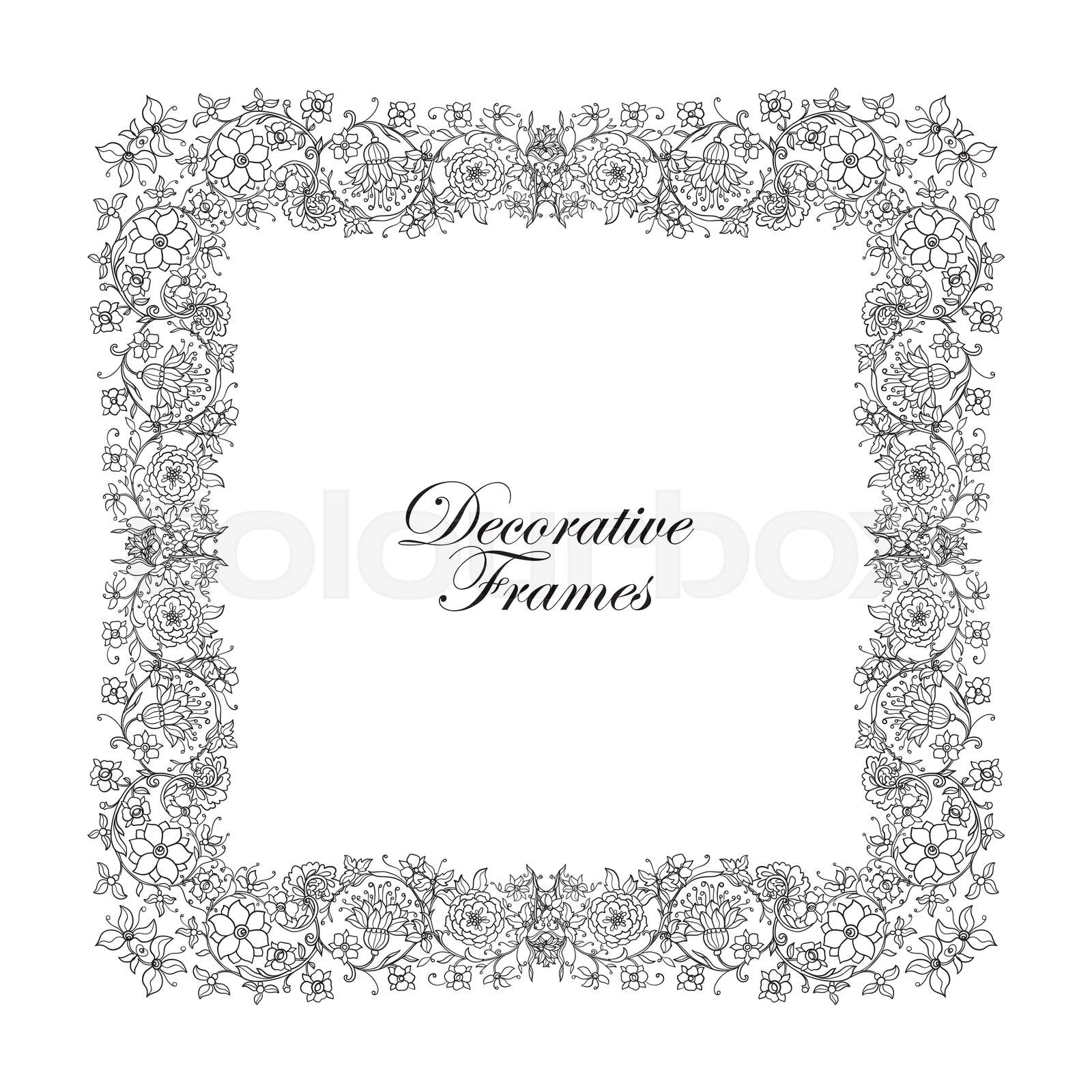 Decorative vintage floral frame in middle age style. | Stock vector ...