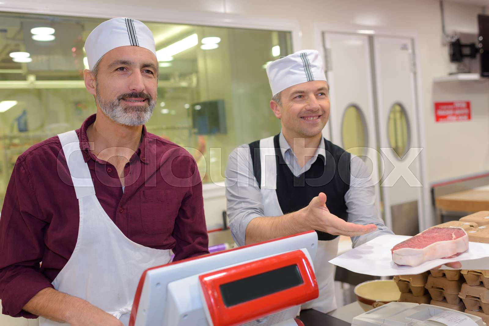 team of two male butchers | Stock image | Colourbox