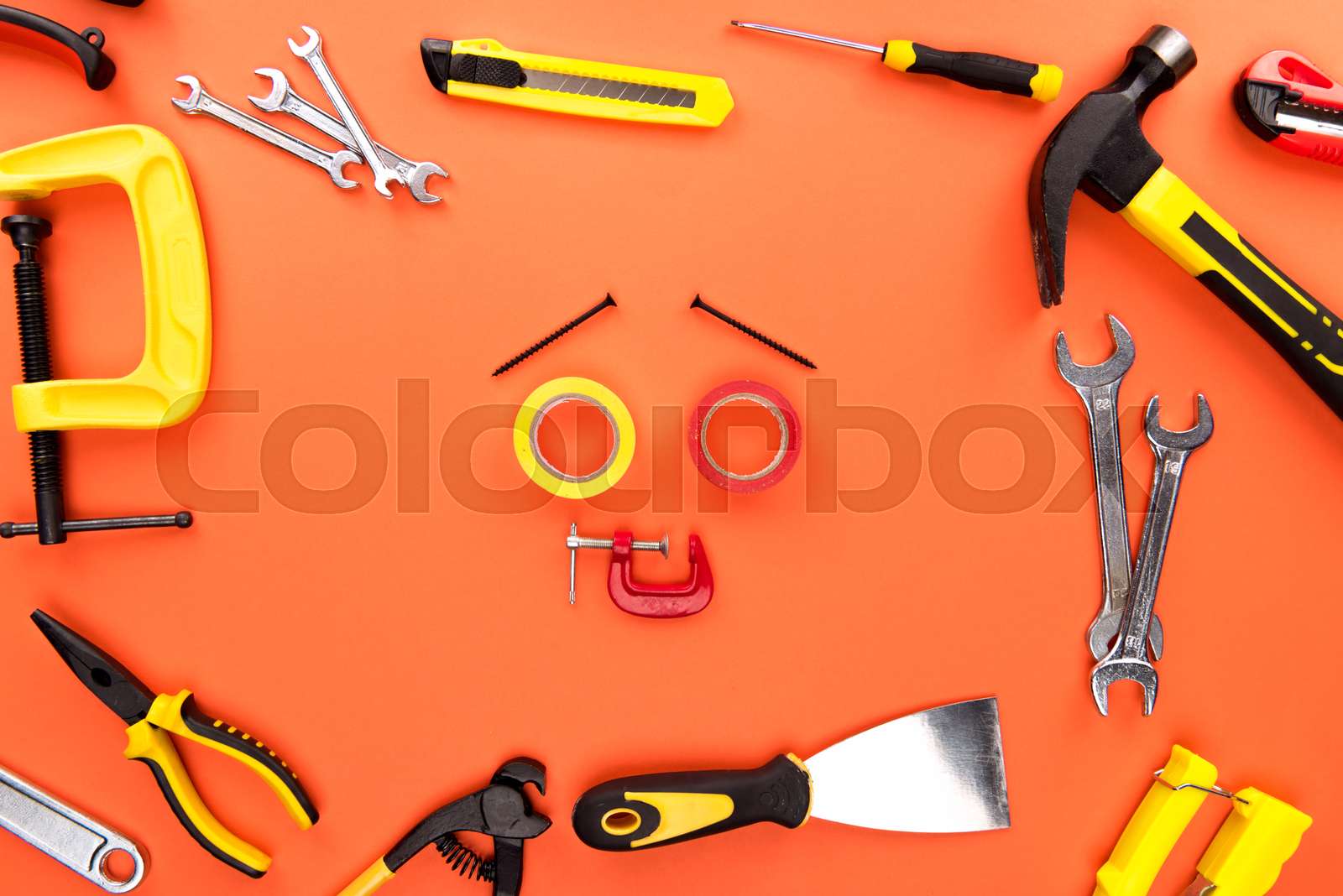 Smiley face made of tools | Stock image | Colourbox