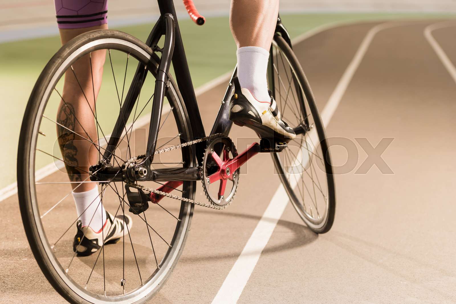 cyclist riding bicycle on cycle race track | Stock image | Colourbox
