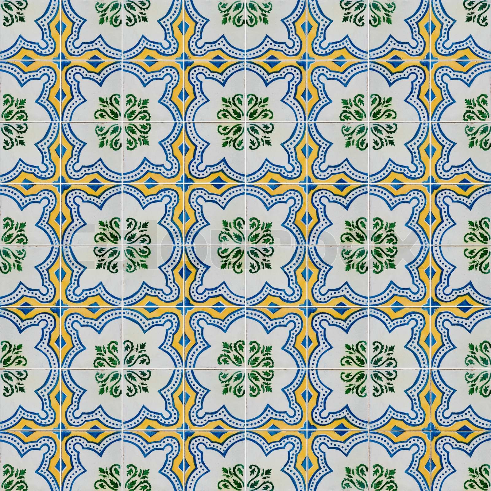 Seamless tile pattern of ancient ceramic tiles. | Stock image | Colourbox