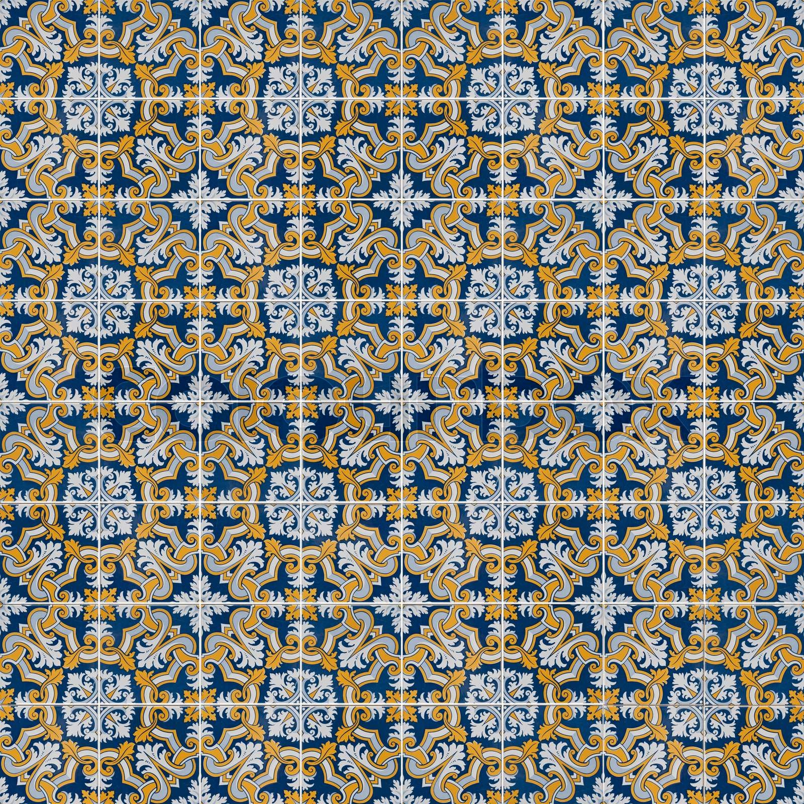 Seamless tile pattern of ancient ceramic tiles. | Stock image | Colourbox