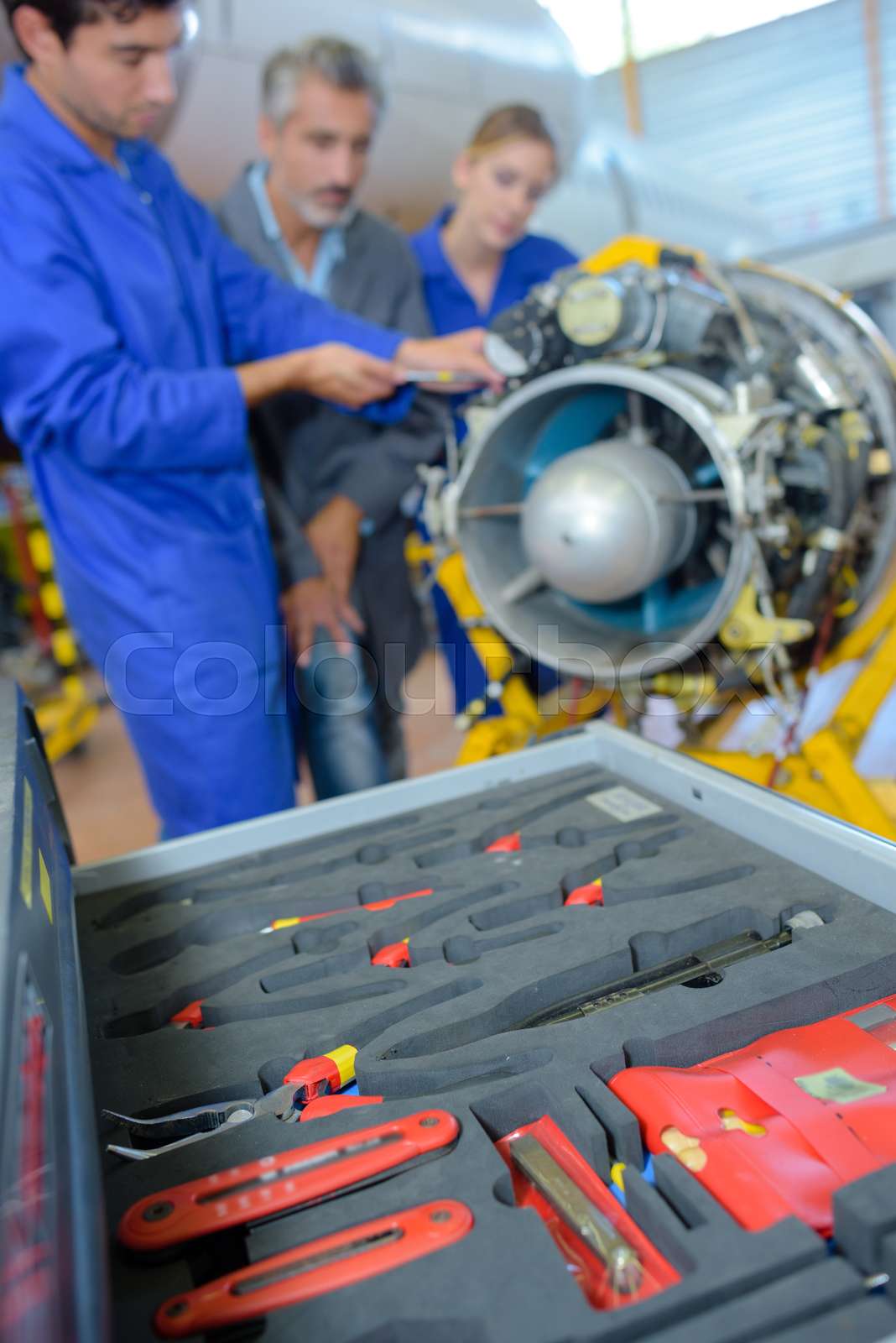 fitting the aircraft components | Stock image | Colourbox