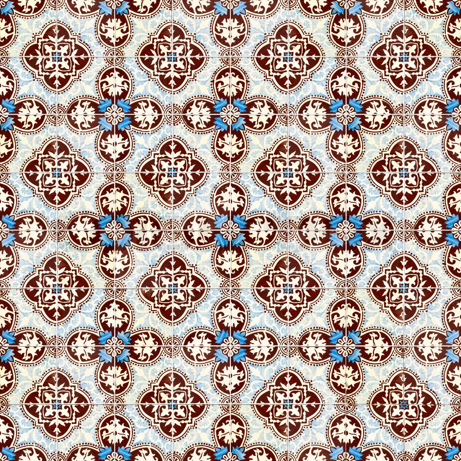 Seamless tile pattern of ancient ceramic tiles. | Stock image | Colourbox