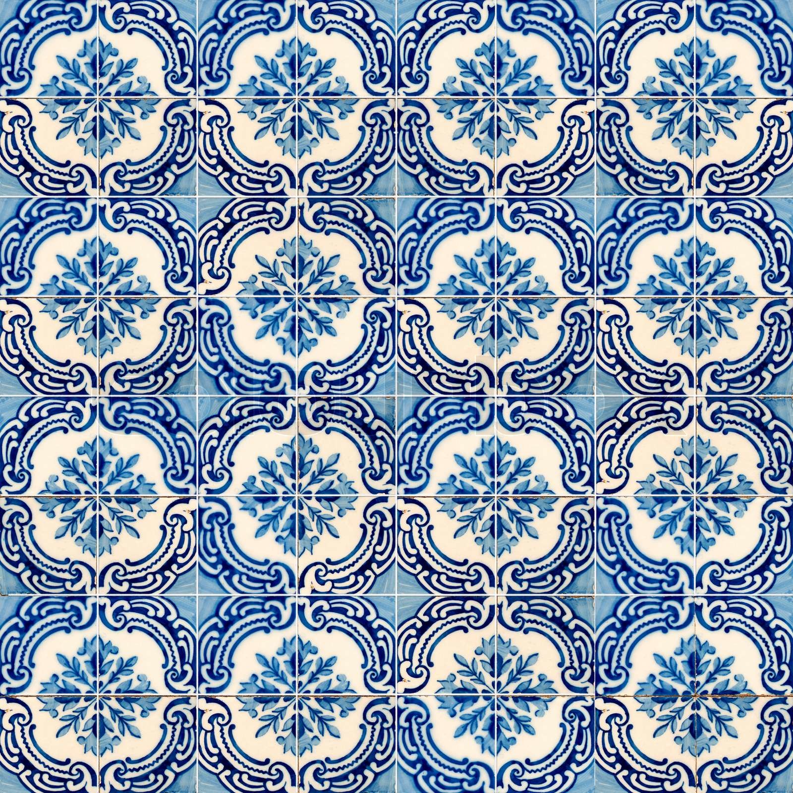 Seamless tile pattern of ancient ceramic tiles. | Stock image | Colourbox