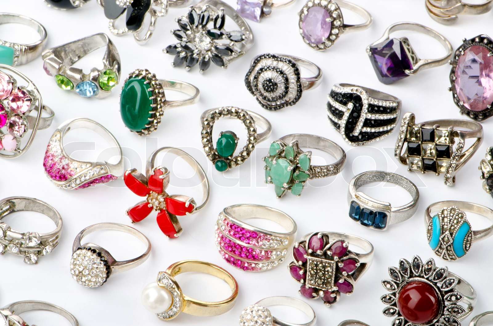 Selection of many precious rings | Stock image | Colourbox