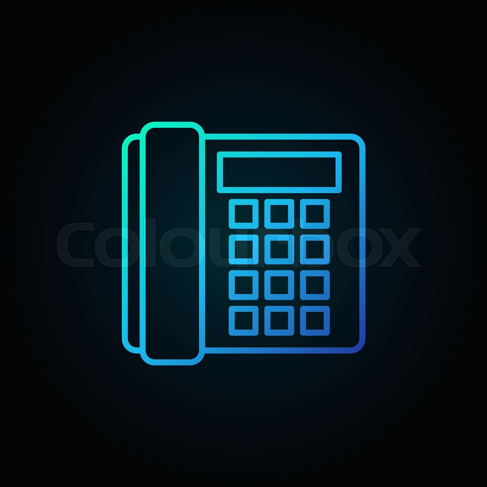 Landline phone blue icon - vector old telephone sign | Stock vector ...