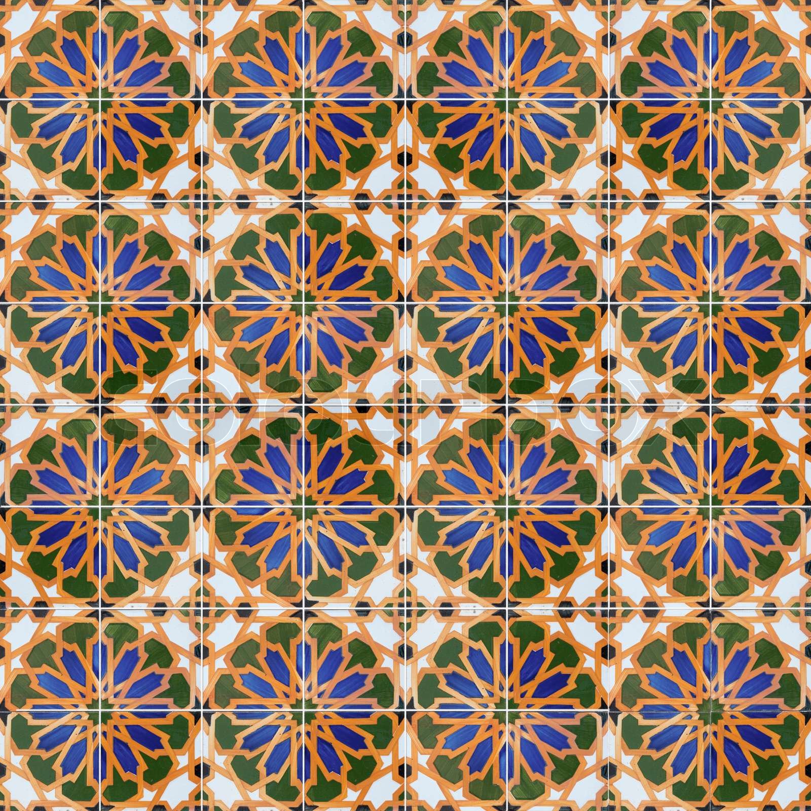 Seamless tile pattern of ancient ceramic tiles. | Stock image | Colourbox
