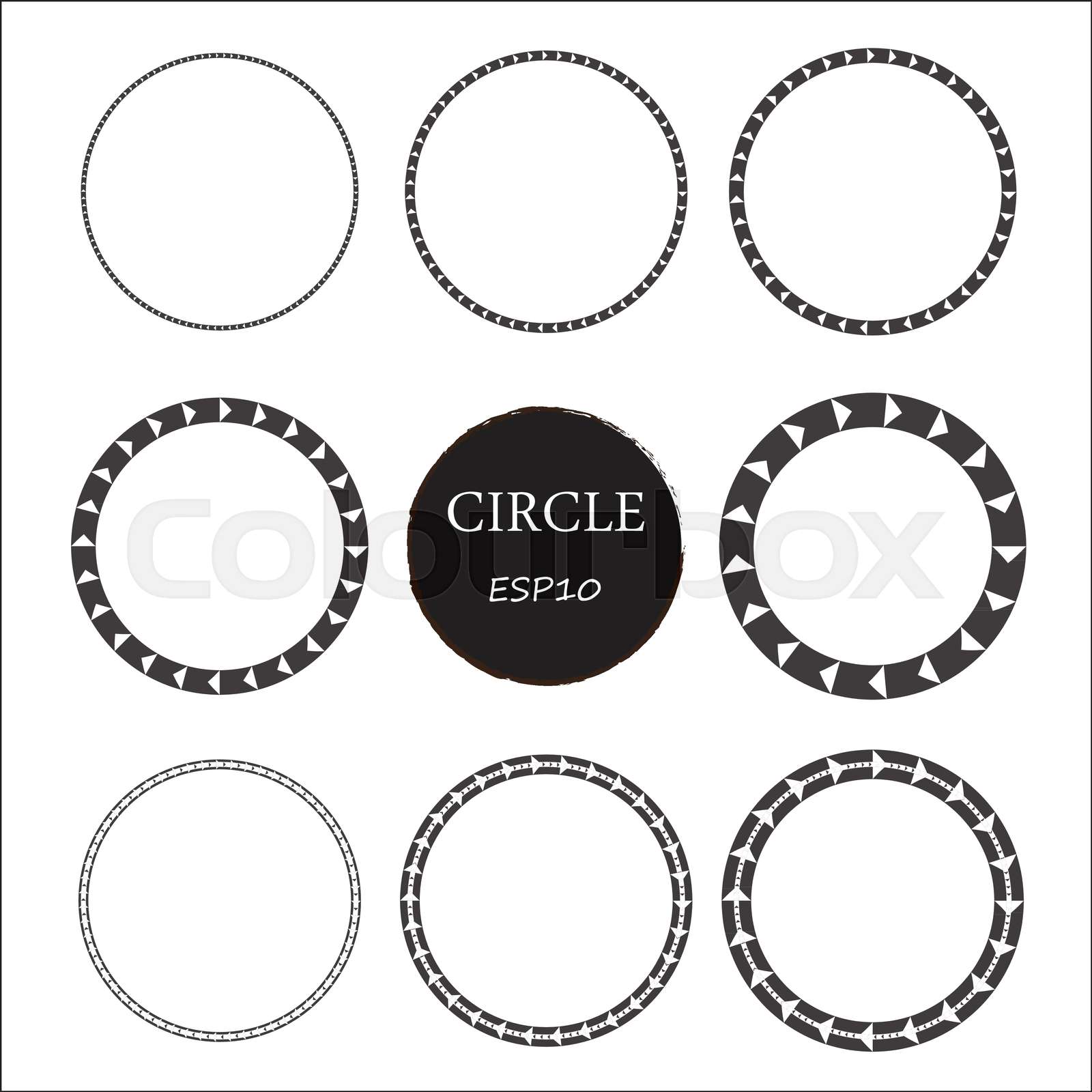 Set of 9 circles,Vector design elements. | Stock vector | Colourbox