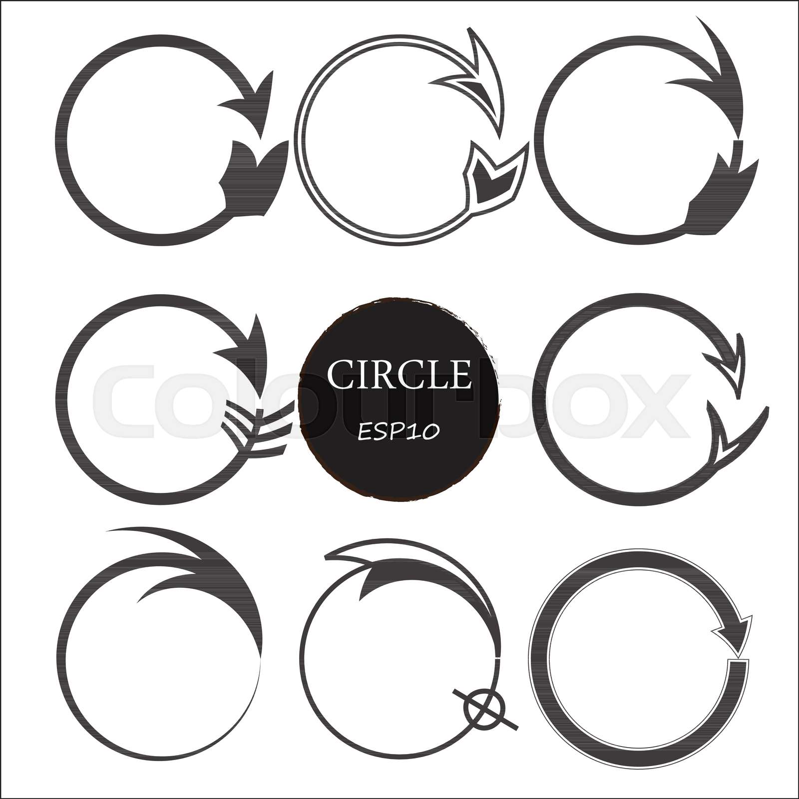 Set of 9 circles,Vector design elements. | Stock vector | Colourbox
